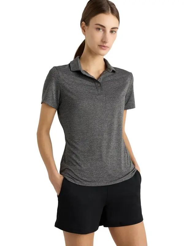 Quince Flowknit Breeze Short Sleeve Polo - Charcoal
