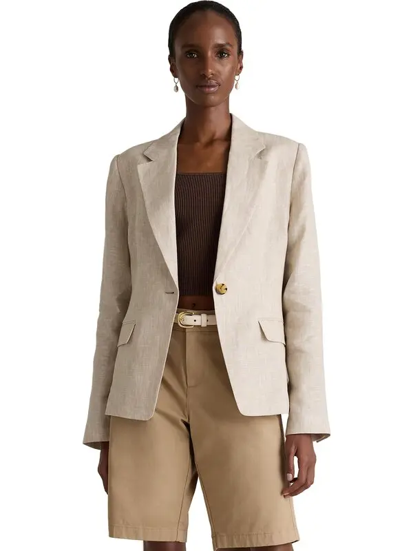 Quince Structured Linen Blazer - Flax