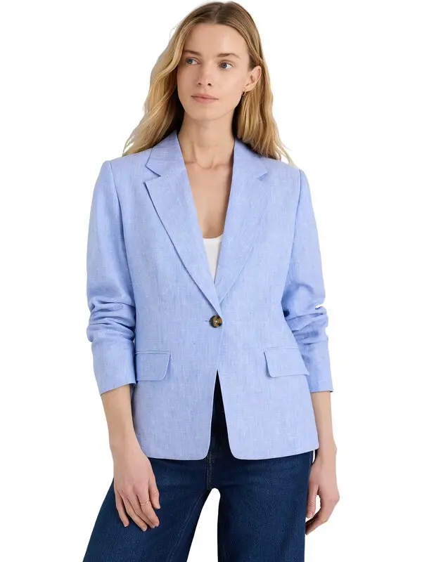 Quince Structured Linen Blazer - French Blue