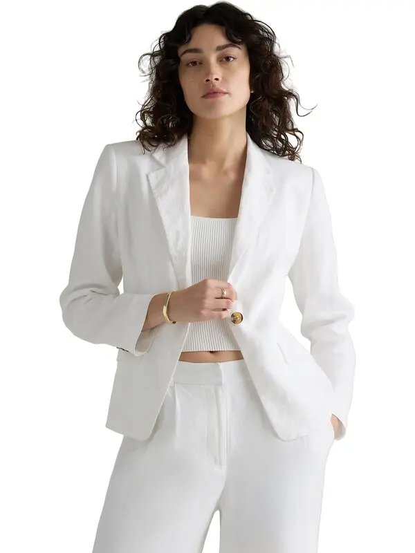 Quince Structured Linen Blazer - White