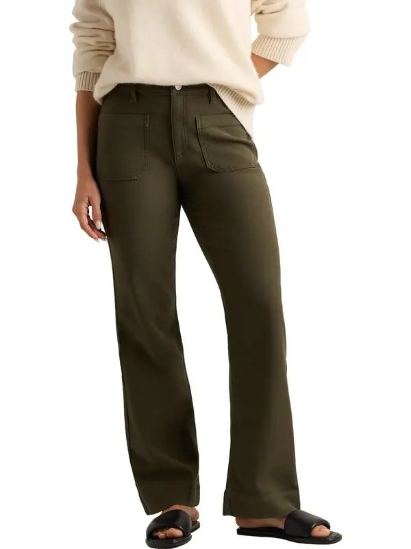 Quince French Terry Wide Leg Pants - Bayberry Olive
