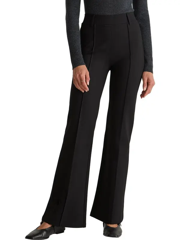 Quince Ultra-stretch Ponte Flare Leg Trousers - Black