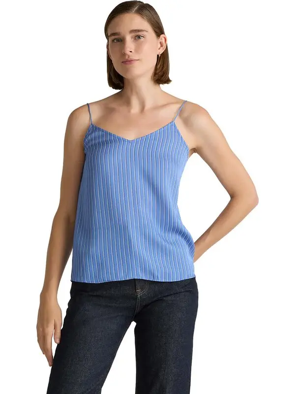 Quince Washable Silk Stretch V-neck Cami Top - Lapis Horizon