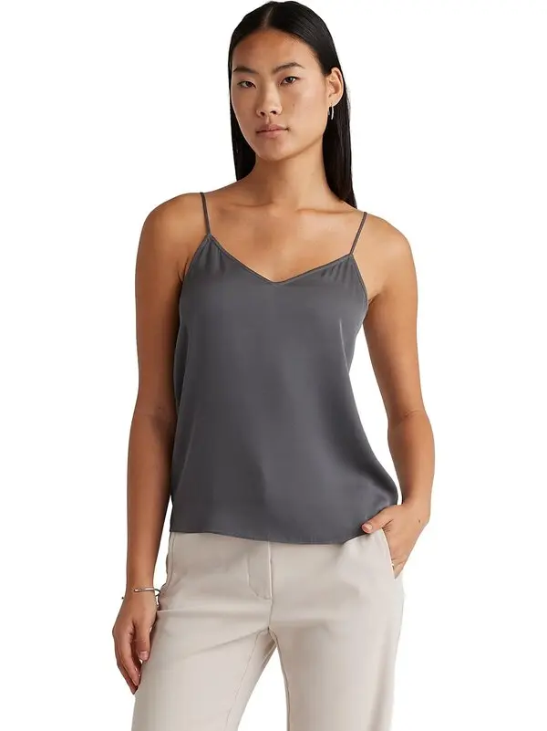 Quince Washable Silk Stretch V-neck Cami Top - Lava Smoke