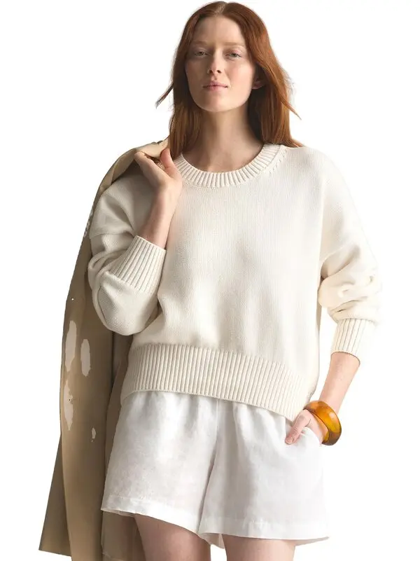 Quince Organic Cotton Boyfriend Crewneck Sweater - Ivory