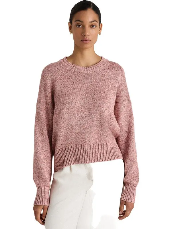 Quince Boyfriend Crewneck Sweater - Marled Rose Pink