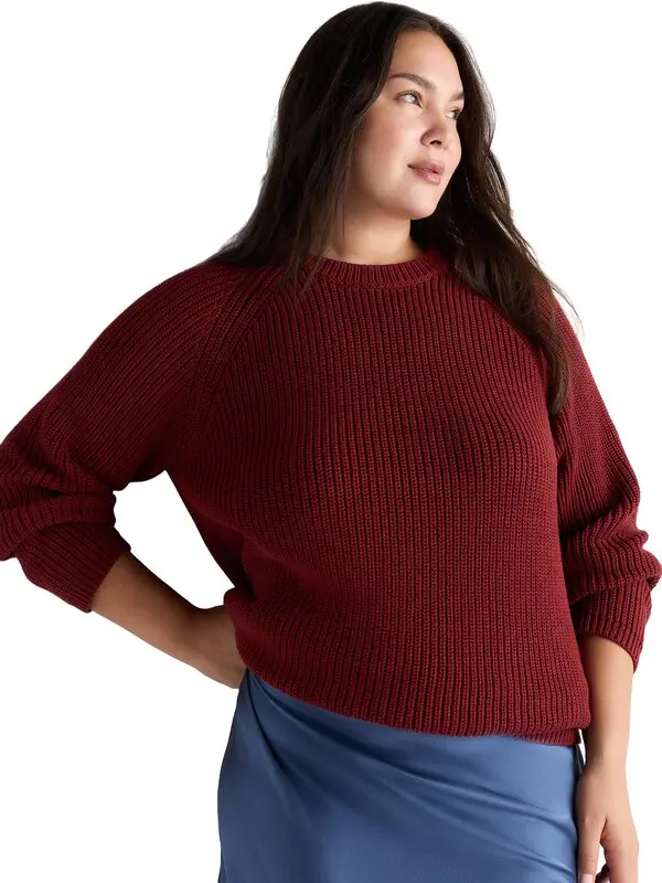 Quince Fisherman Crew Neck Sweater - Deep Brick Red