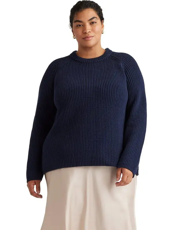 Quince Fisherman Crew Neck Sweater - Navy