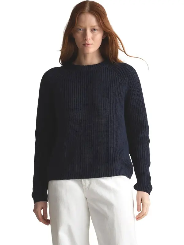 Quince Fisherman Crewneck Sweater - Navy
