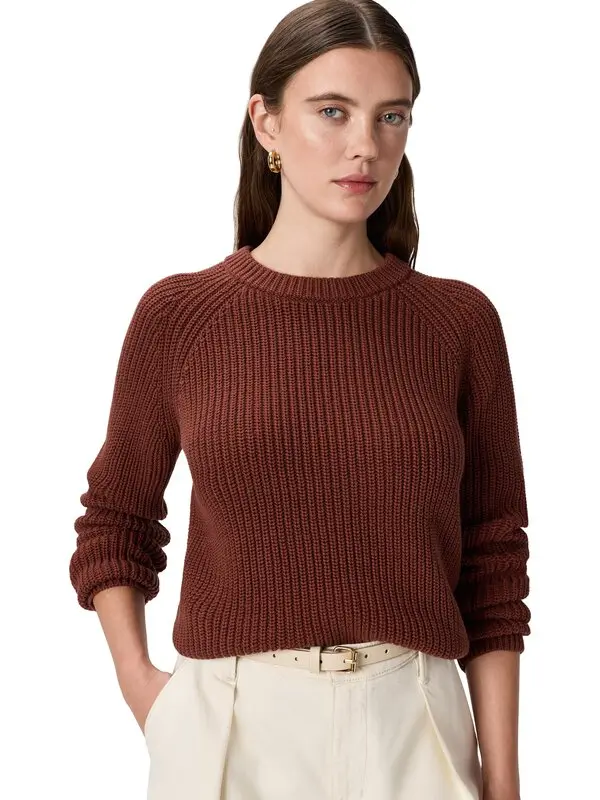 Quince Fisherman Crew Sweater - Redwood Brown