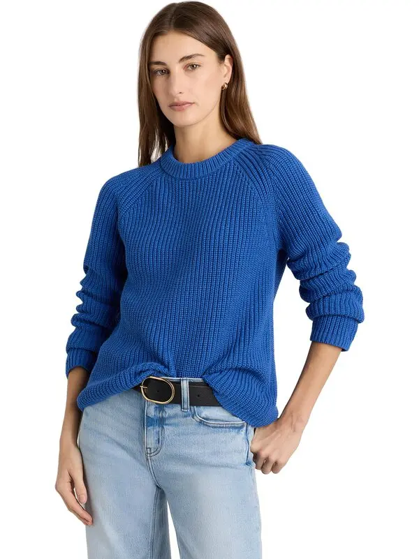 Quince Fisherman Crew Neck Sweater - Sapphire Blue