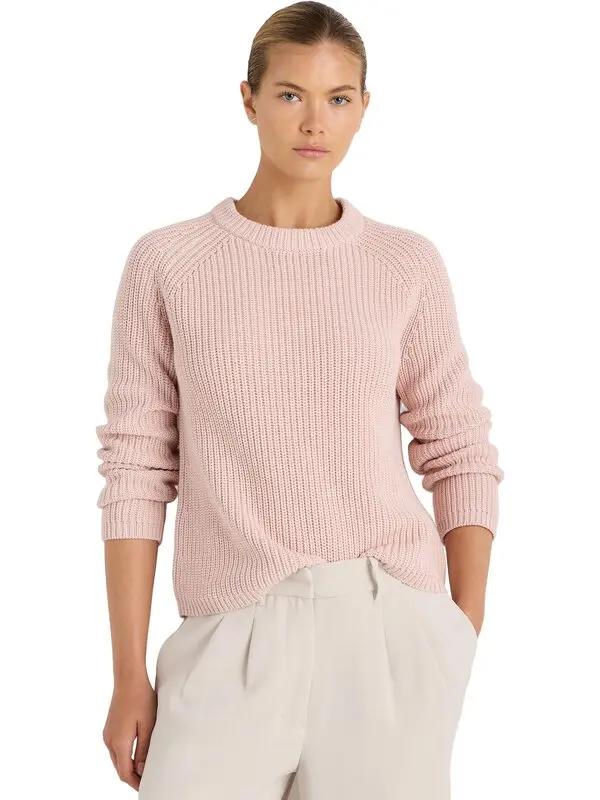 Quince Fisherman Crew Sweater - Shell Pink