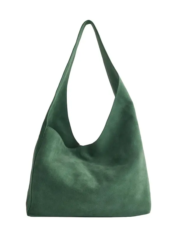 Quince Italian Suede Slouchy Shoulder Bag - Basilico
