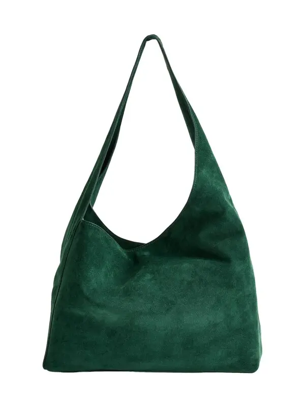 Quince Italian Suede Slouchy Shoulder Bag - Emerald