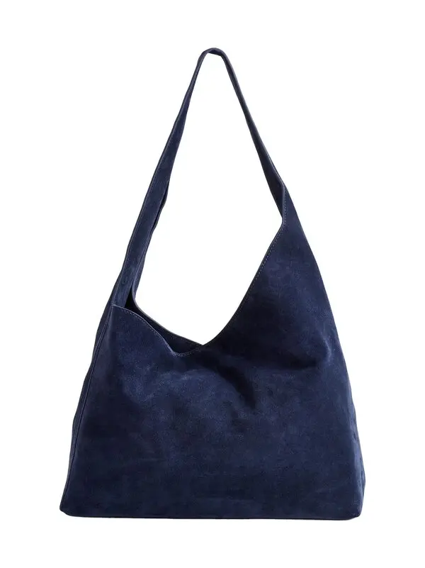 Quince Italian Suede Slouchy Shoulder Bag - Midnight