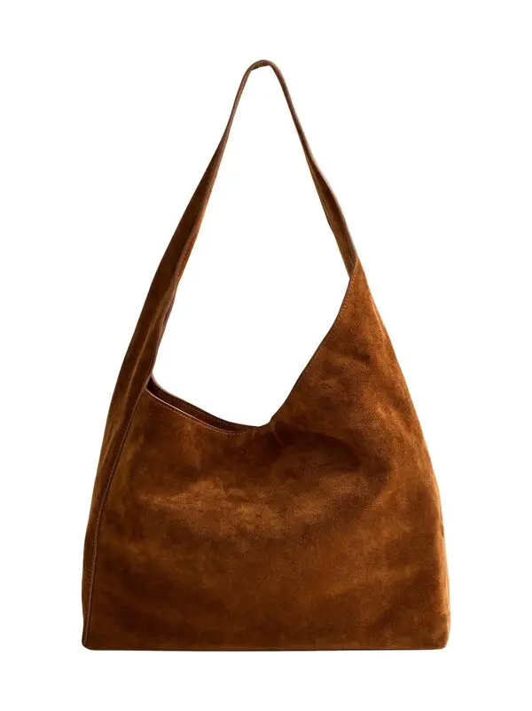 Quince Italian Suede Slouchy Shoulder Bag - Whiskey