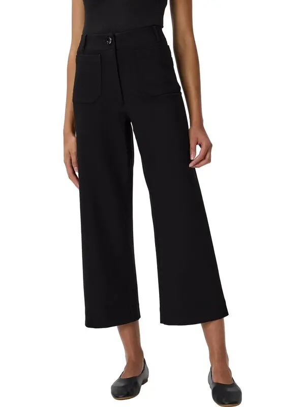 Quince Ultra-stretch Ponte Cropped Wide Leg Pants - Black