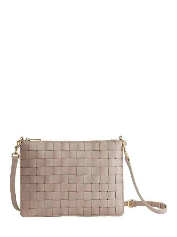 Quince Italian Leather Handwoven Convertible Crossbody - Taupe