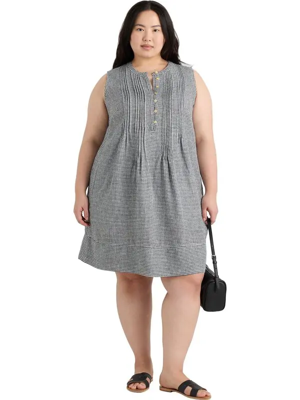 Quince Sleeveless Linen Swing Dress - Classic Mini Gingham