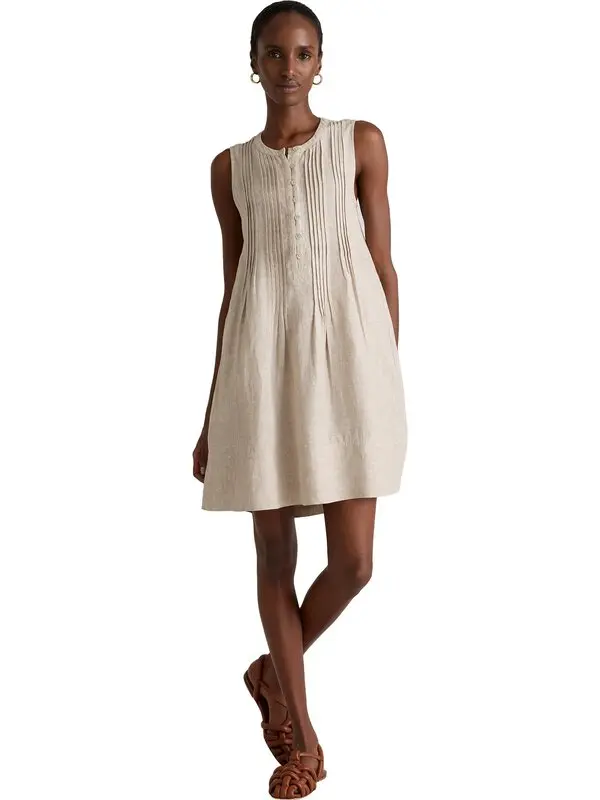 Quince 100% European Linen Sleeveless Swing Dress - Flax