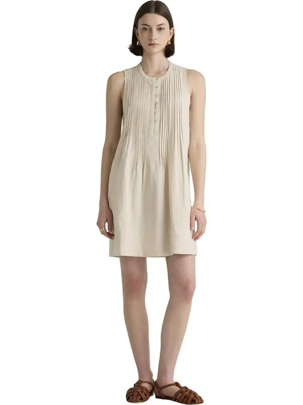 Quince 100% European Linen Sleeveless Swing Dress - Sand