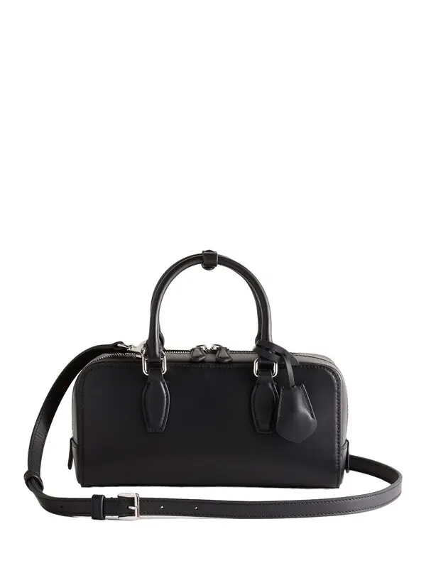 Quince Italian Leather Mini Bowler Satchel - Black