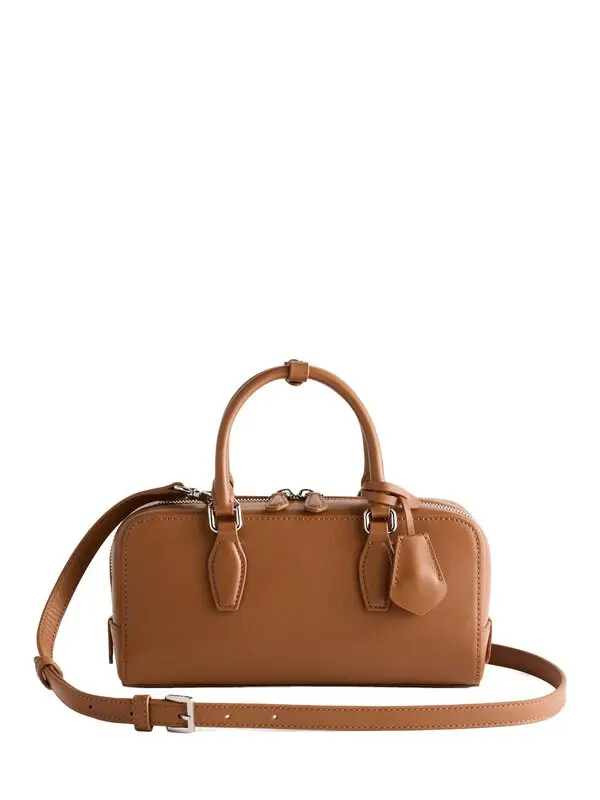 Quince Italian Leather Mini Bowler Satchel - Cognac