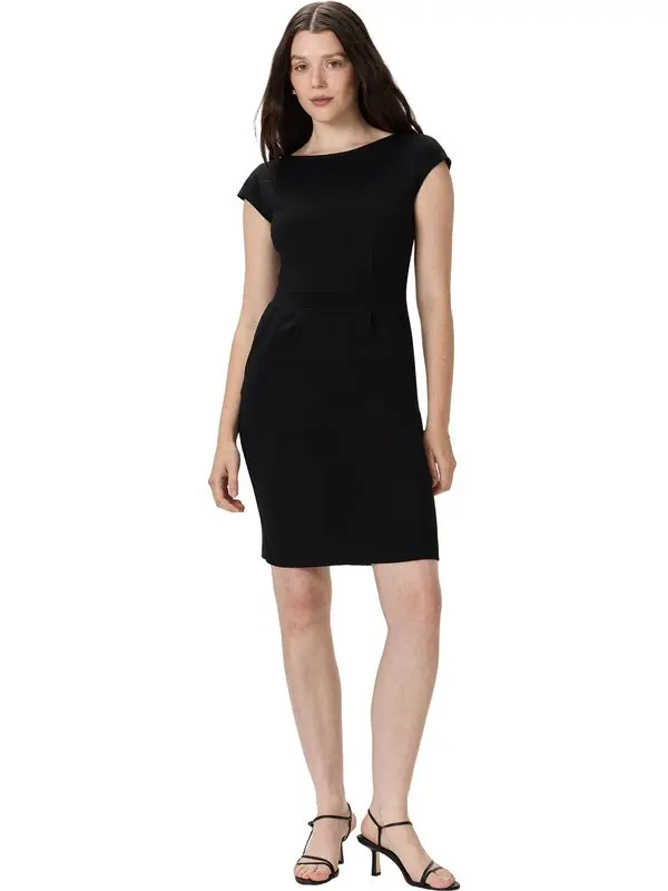 Quince Ultra-stretch Ponte Cap Sleeve Dress - Black
