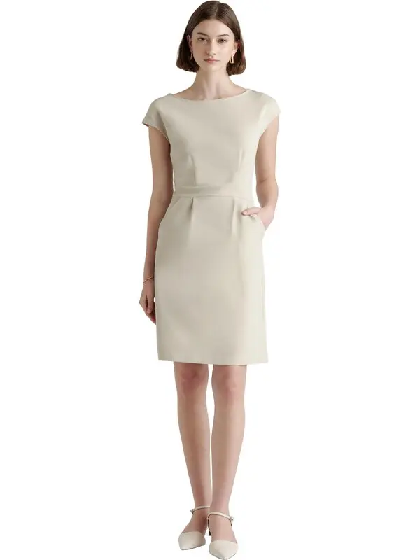 Quince Ultra-stretch Ponte Cap Sleeve Dress - Ecru