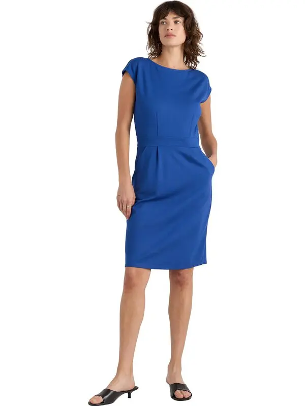 Quince Ultra-stretch Ponte Cap-sleeve Dress - Orchid Blue
