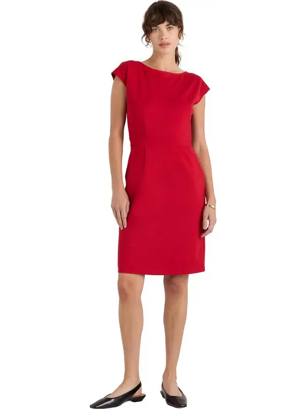 Quince Ultra-stretch Ponte Cap Sleeve Dress - Ruby Red