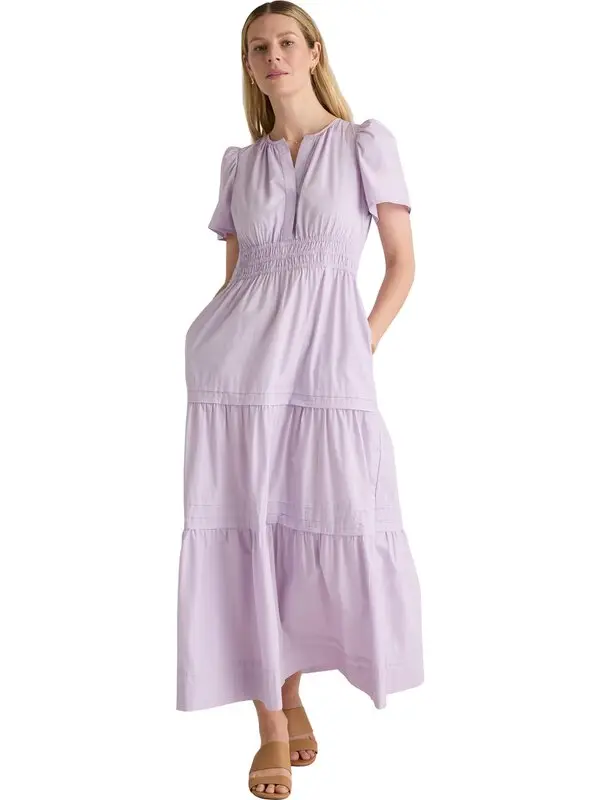 Quince Poplin Tiered Maxi Dress - Pastel Lilac