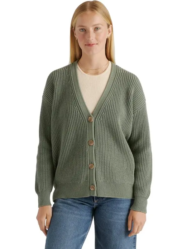 Quince Oversized Boyfriend Cardigan Sweater - Agave