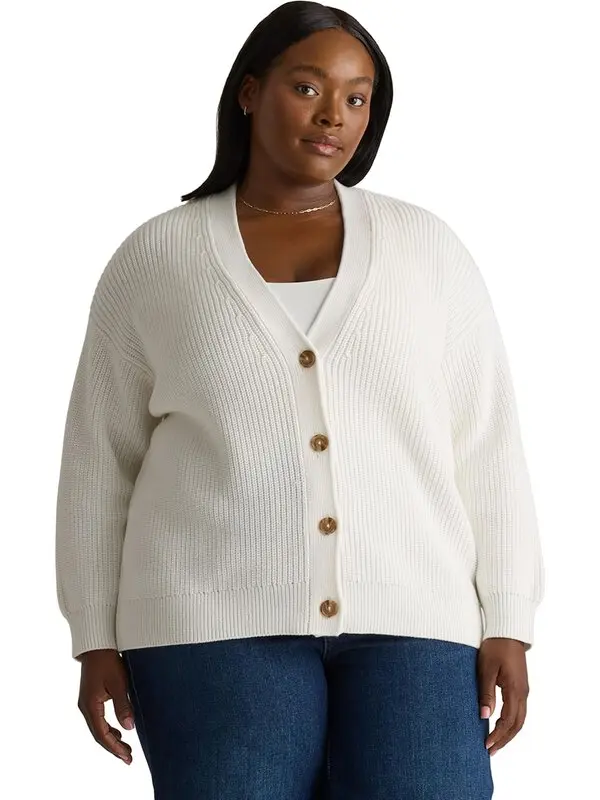 Quince Oversized Boyfriend Cardigan Sweater - Ivory