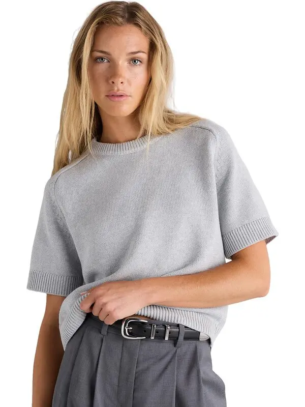 Quince Organic Cotton Sweater Tee - Heather Dove Grey