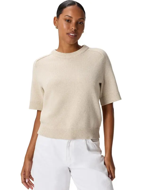 Quince Organic Cotton Sweater Tee - Speckled Beige