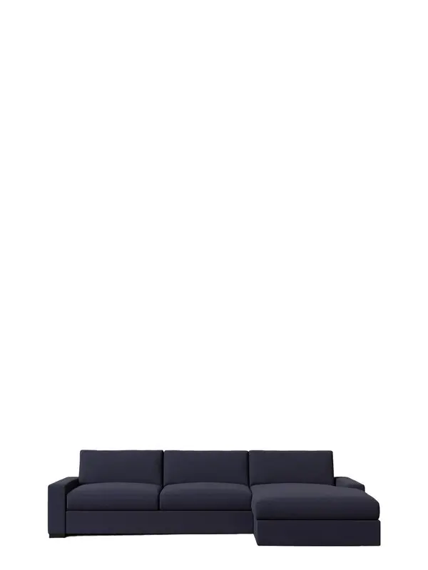 Quince Stillman Chaise Sectional In Performance Basketweave - Navy