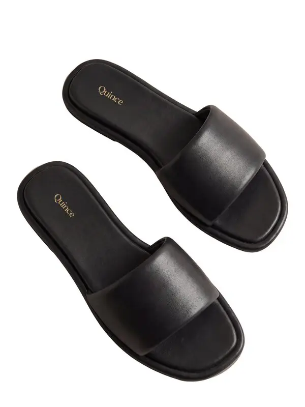 Quince Italian Leather Slide Sandals - Black