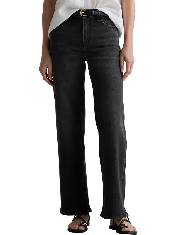 Quince Bella Stretch Relaxed Straight Jeans - Charcoal Black