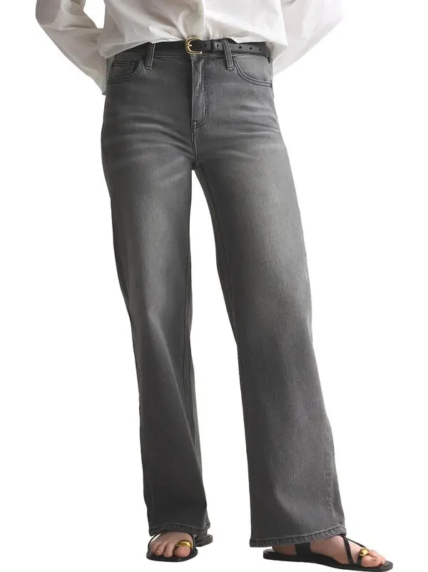 Quince Bella Stretch Relaxed Straight Jeans - Stonewashed Grey