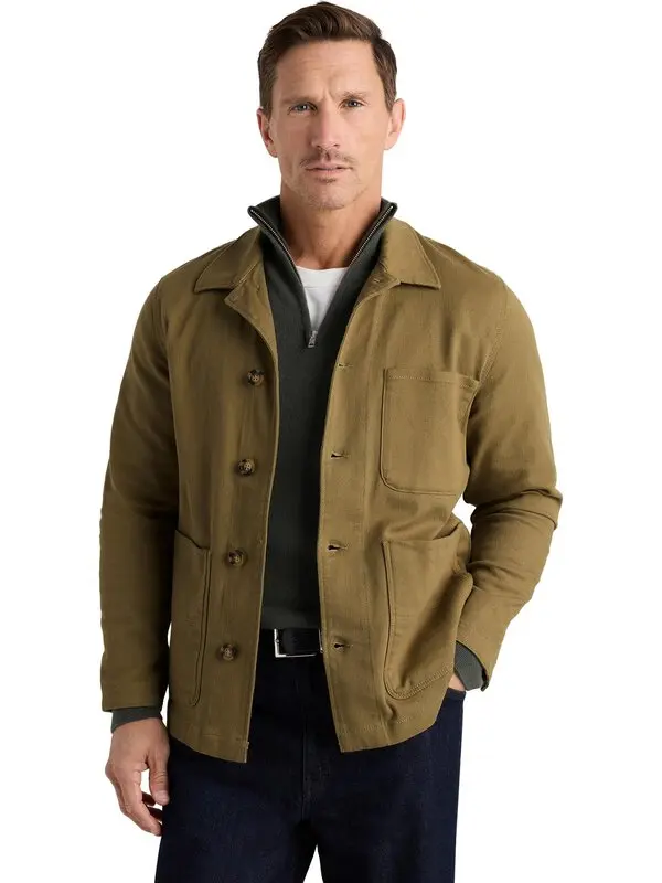 Quince Organic Comfort Stretch Chore Jacket - Military Olive