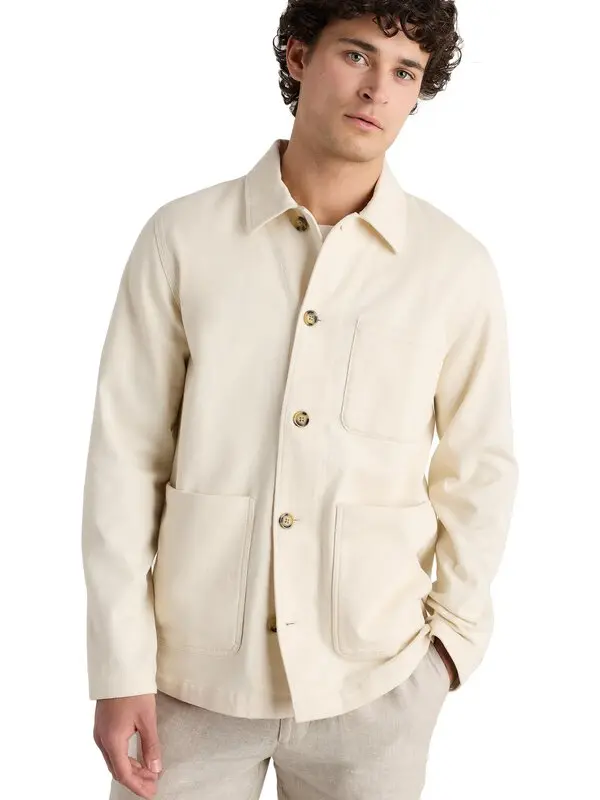 Quince Organic Comfort Stretch Chore Jacket - Vanilla