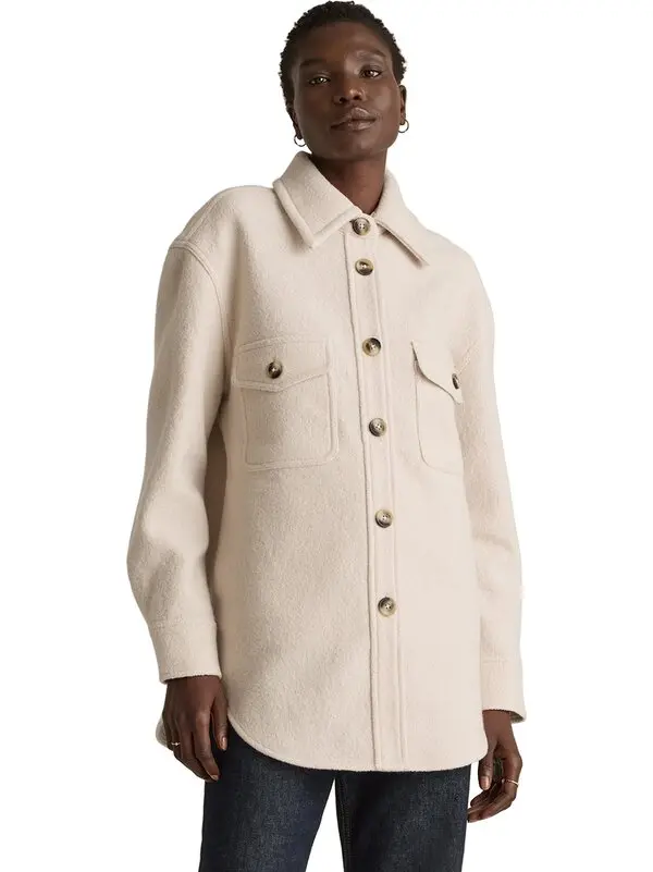 Quince 100% Merino Wool Shirt Jacket - Heather Bone