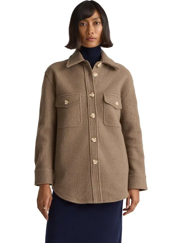 Quince Merino Wool Shirt Jacket - Heather Elm