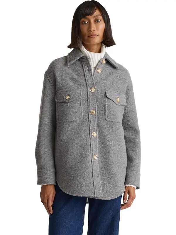 Quince Merino Wool Shirt Jacket - Heather Grey