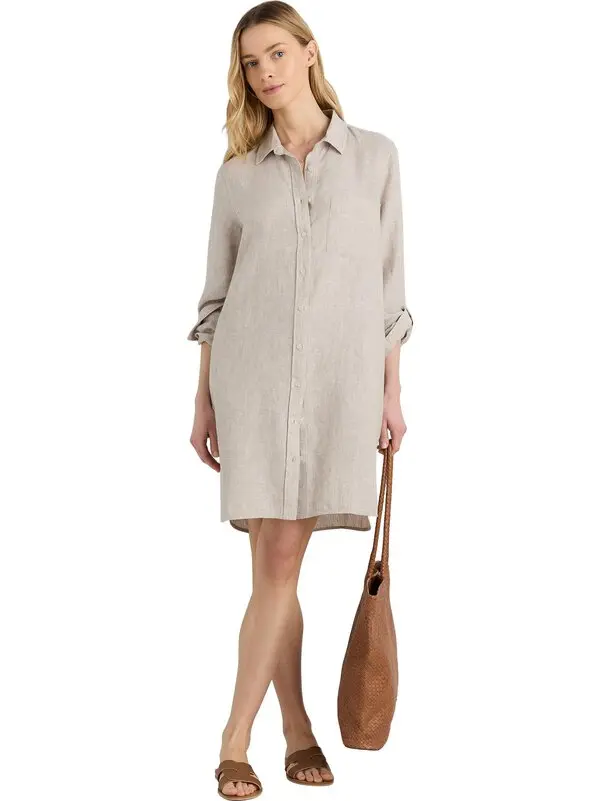 Quince 100% European Linen Shirt Dress - Flax
