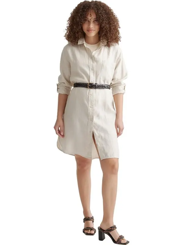 Quince 100% European Linen Shirt Dress - Sand