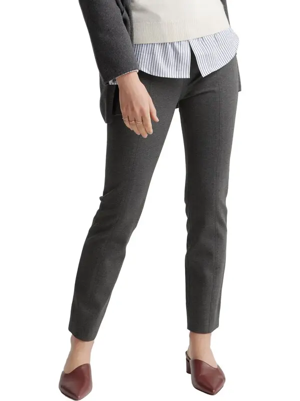 Quince Ultra-stretch Ponte Pintuck Ankle Pants - Charcoal