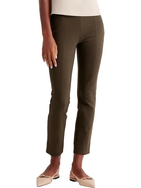 Quince Ultra-stretch Ponte Pintuck Ankle Pants - Olive