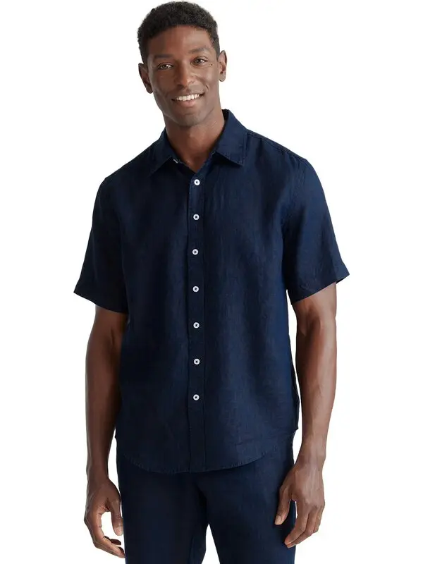 Quince 100% European Linen Relaxed Short Sleeve Shirt - Deep Navy